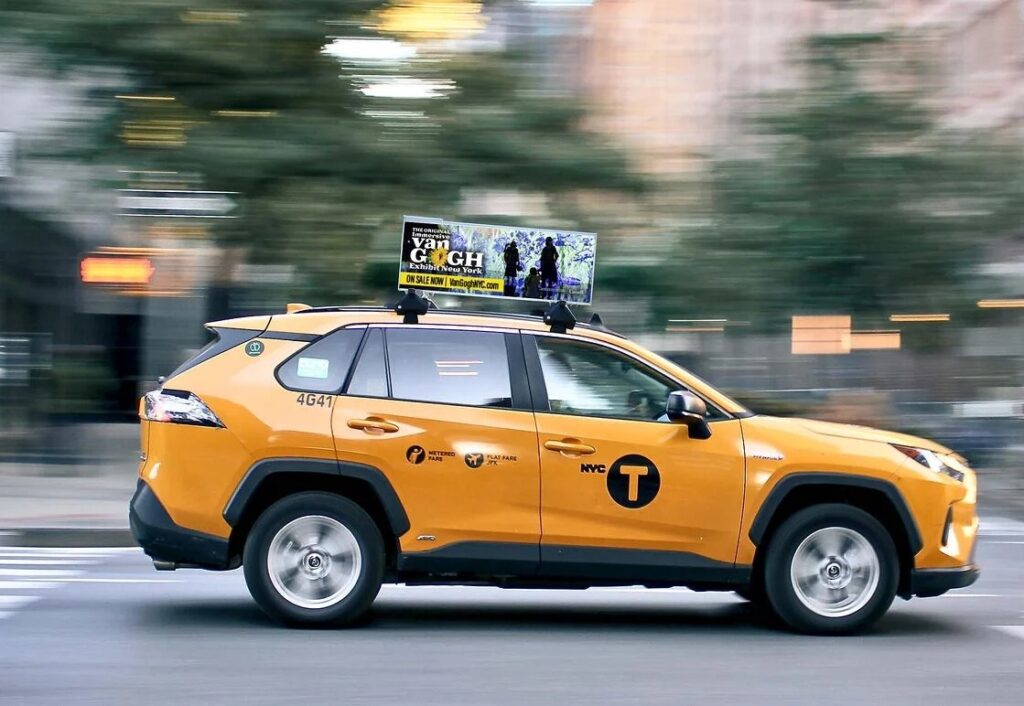 Uber car top digital billboards at top offers with Blindspot